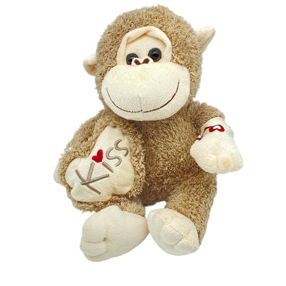 Dan Dee | Toys | Dan Dee Monkey Tan Plush Valentines Heart Kiss Stuffed ...